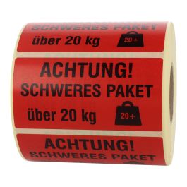 Versandetikett Achtung! Schweres Paket über 20 kg | Hier kaufen